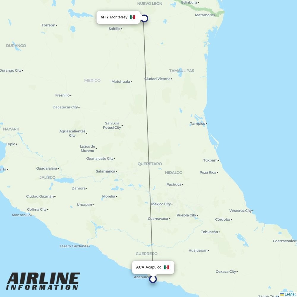 Airlines with flights from Acapulco to Monterrey (ACA to MTY) | Airline ...