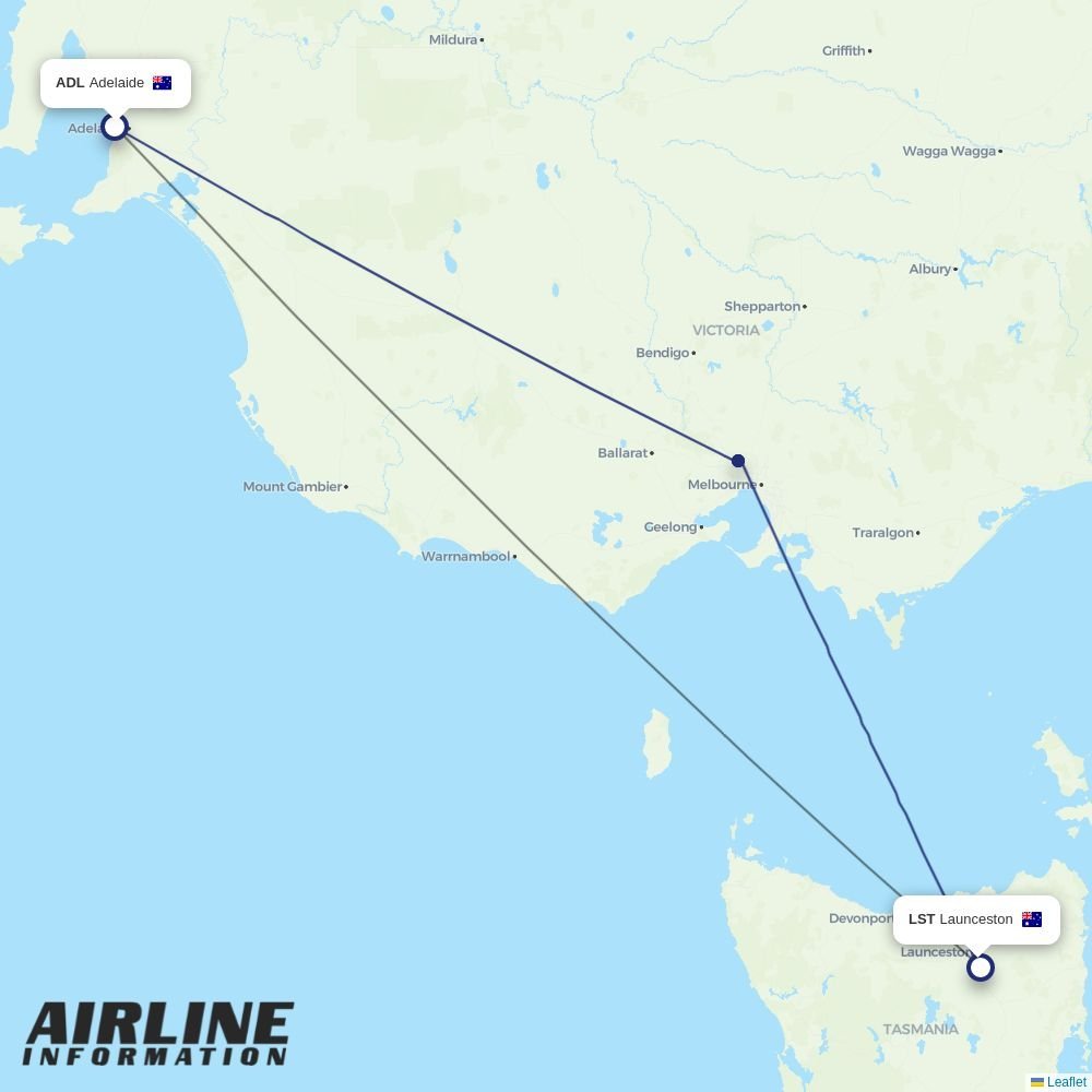 Airlines with flights from Adelaide to Launceston (ADL to LST ...