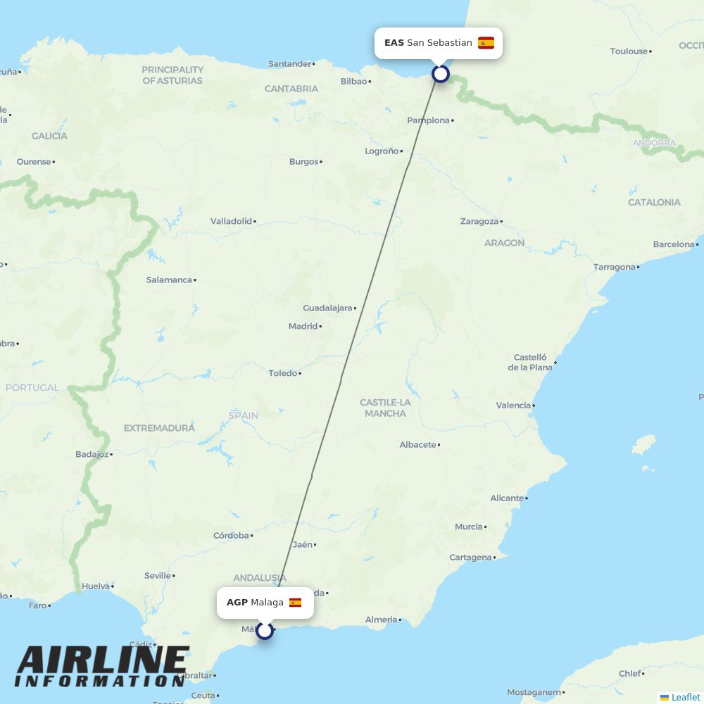 Airlines with flights from Malaga to San Sebastian (AGP to EAS ...