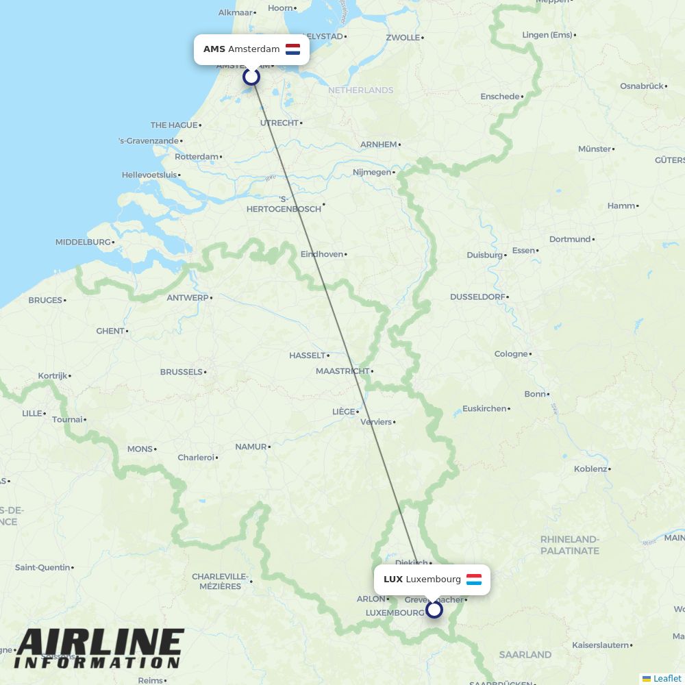 Airlines with flights from Amsterdam to Luxembourg (AMS to LUX) | Airline Information