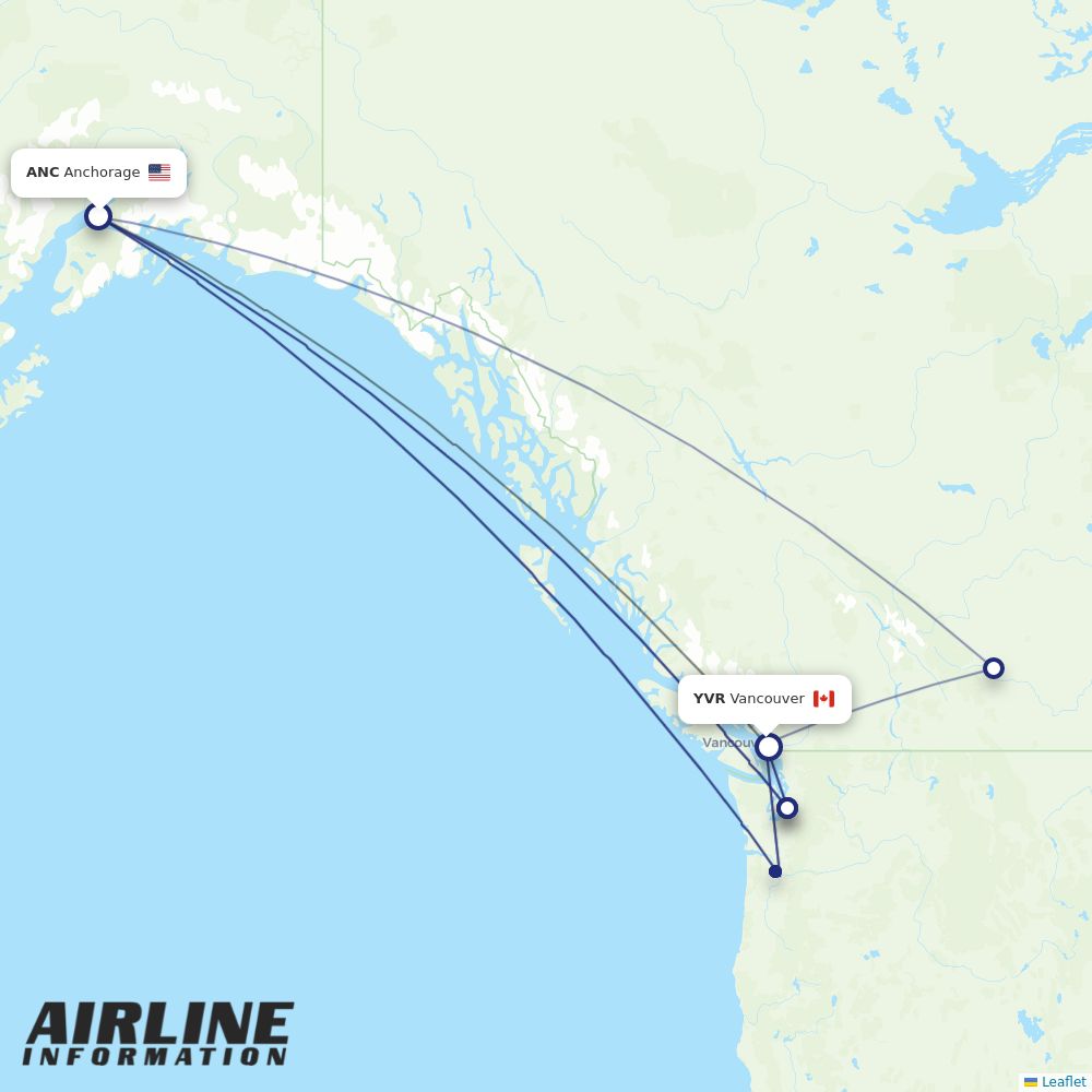 Airlines with flights from Anchorage to Vancouver (ANC to YVR ...
