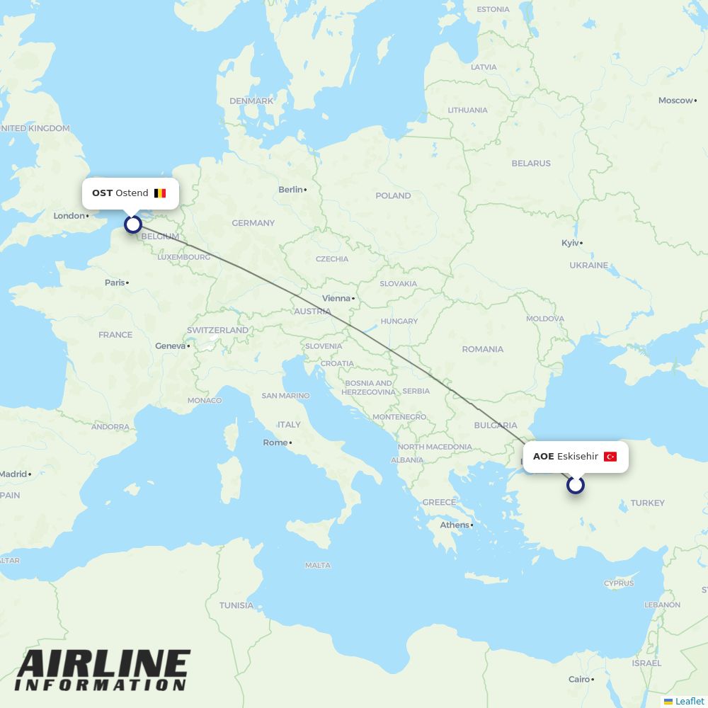 Airlines with flights from Eskisehir to Ostend (AOE to OST) | Airline ...