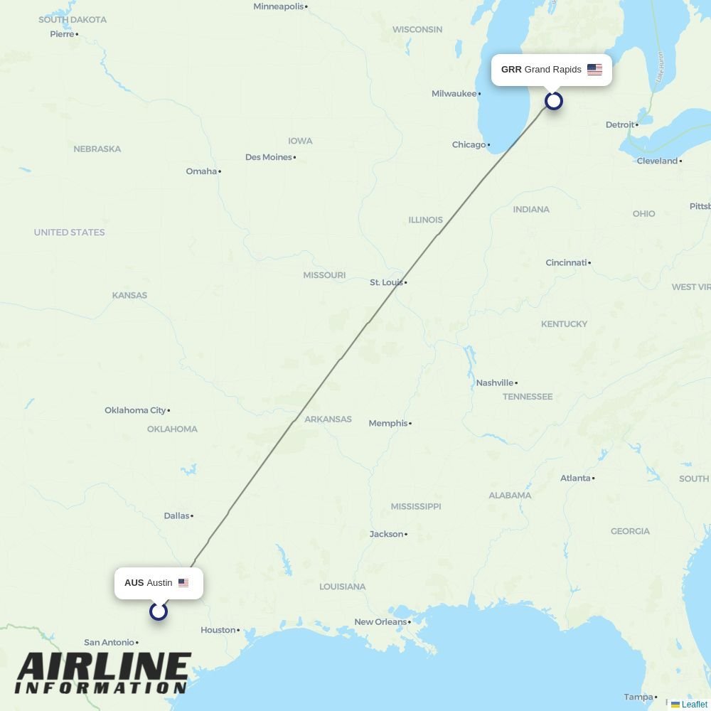 Airlines with flights from Austin to Grand Rapids (AUS to GRR ...