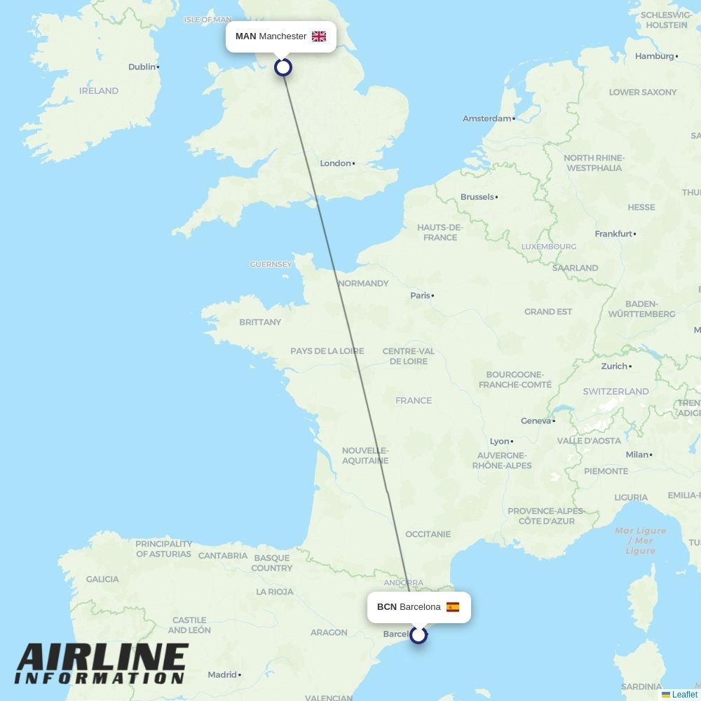 Airlines with flights from Barcelona to Manchester (BCN to MAN ...