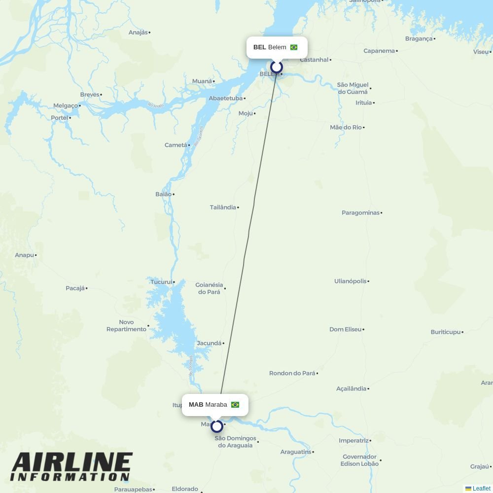 Airlines with flights from Belem to Maraba (BEL to MAB) | Airline ...