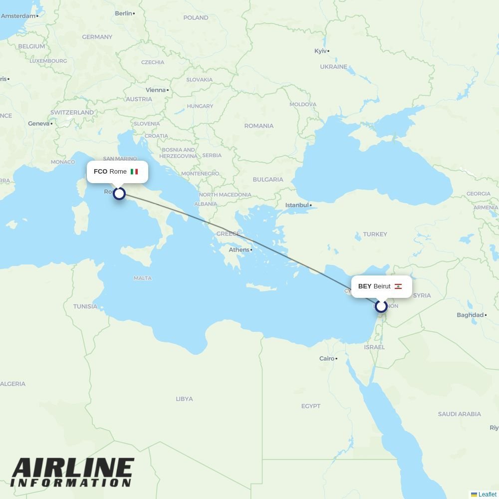 Airlines with flights from Beirut to Rome (BEY to FCO) | Airline ...