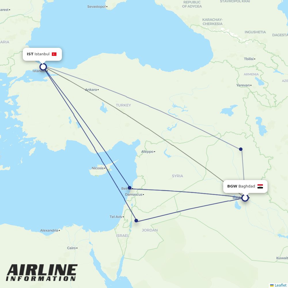 Airlines with flights from Baghdad to Istanbul (BGW to IST) | Airline Information