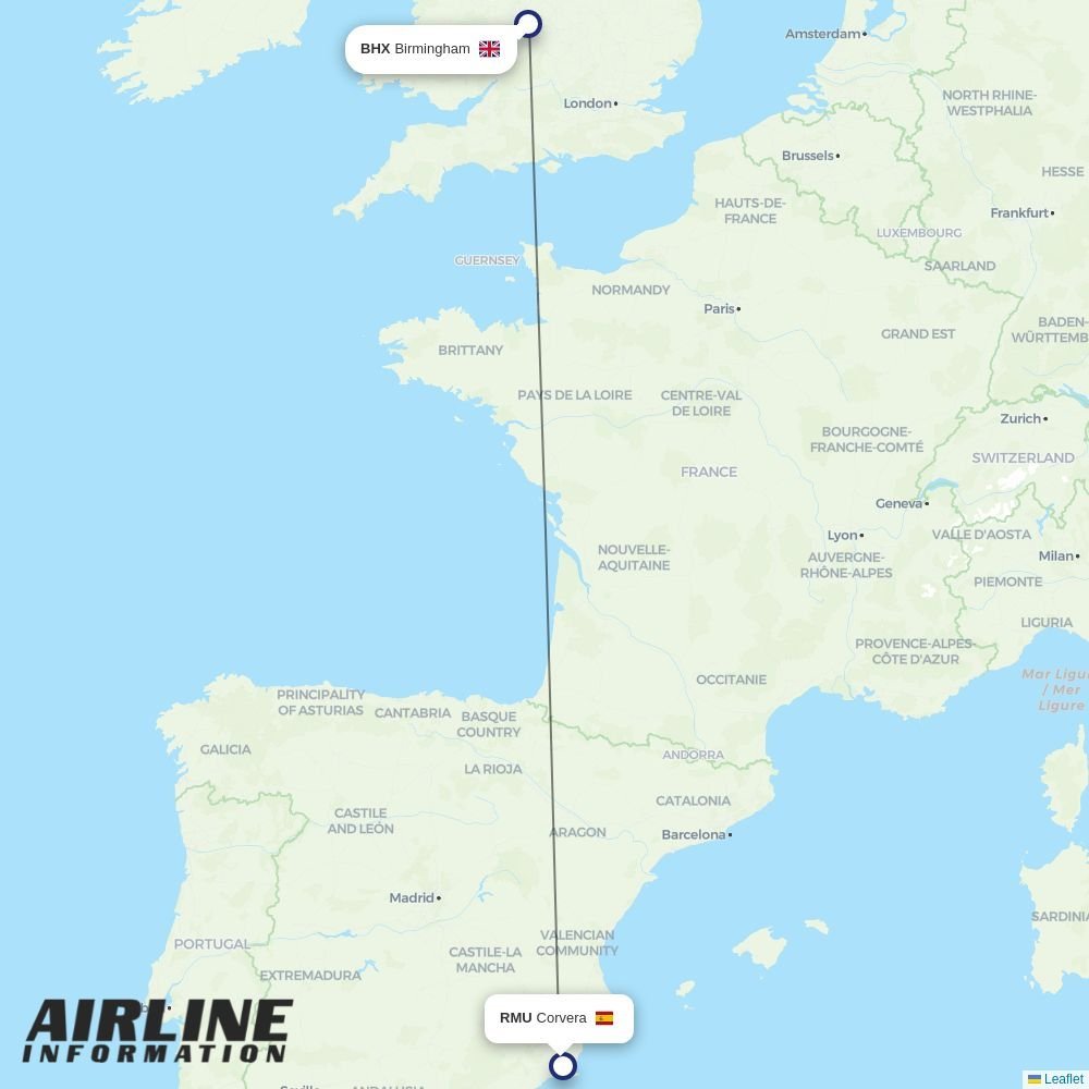 Airlines with flights from Birmingham to Corvera (BHX to RMU) | Airline ...