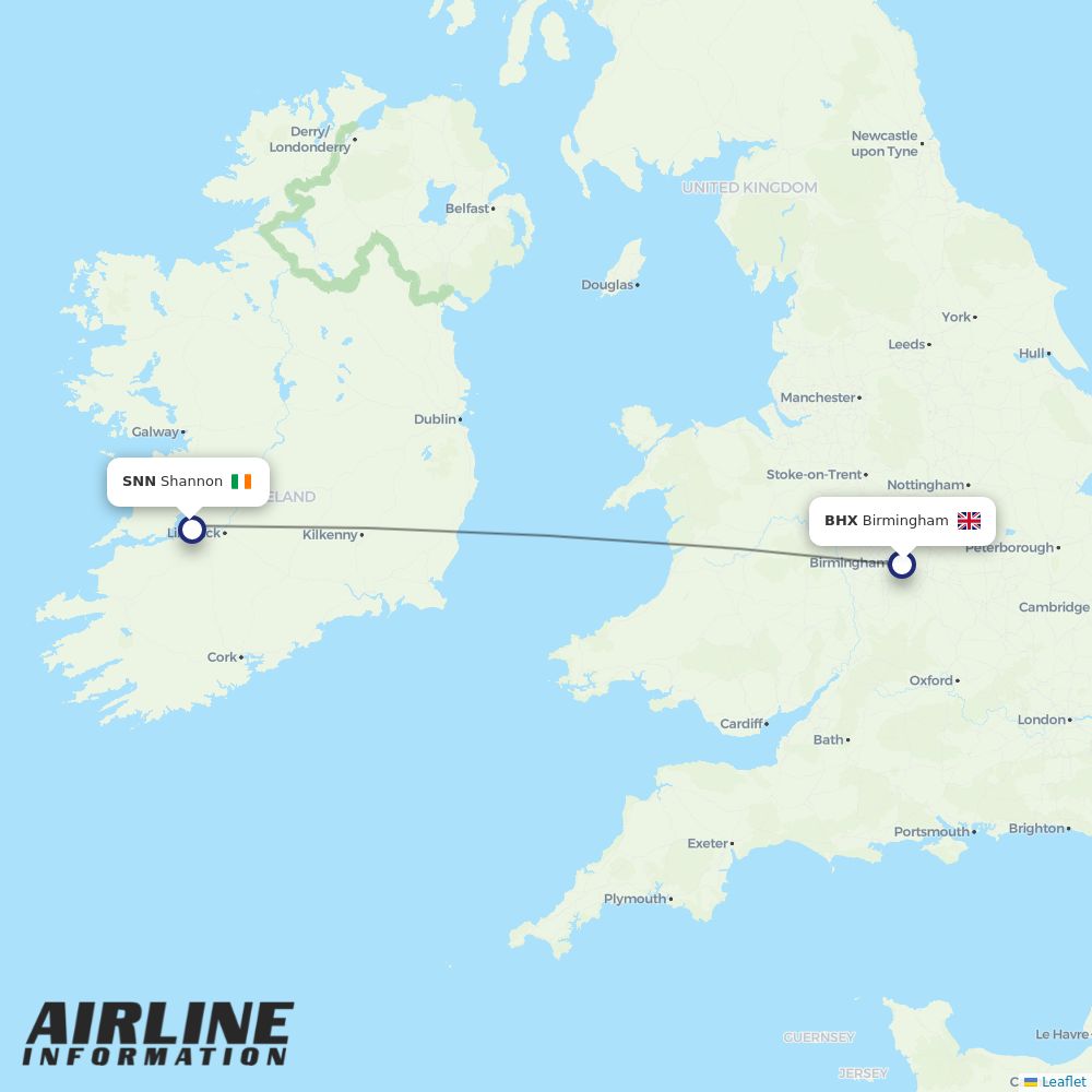 Airlines with flights from Birmingham to Shannon (BHX to SNN) | Airline ...