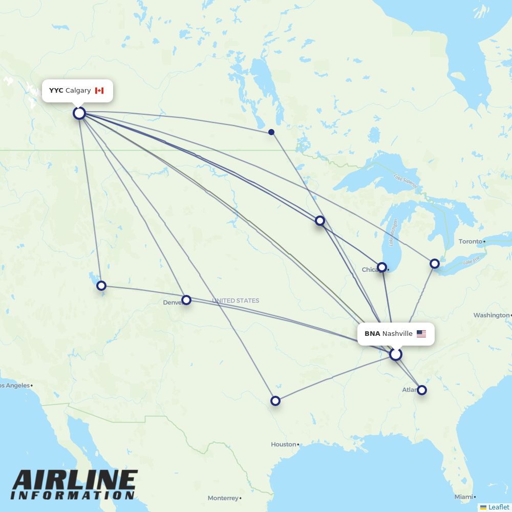 Airlines with flights from Nashville to Calgary (BNA to YYC) | Airline ...