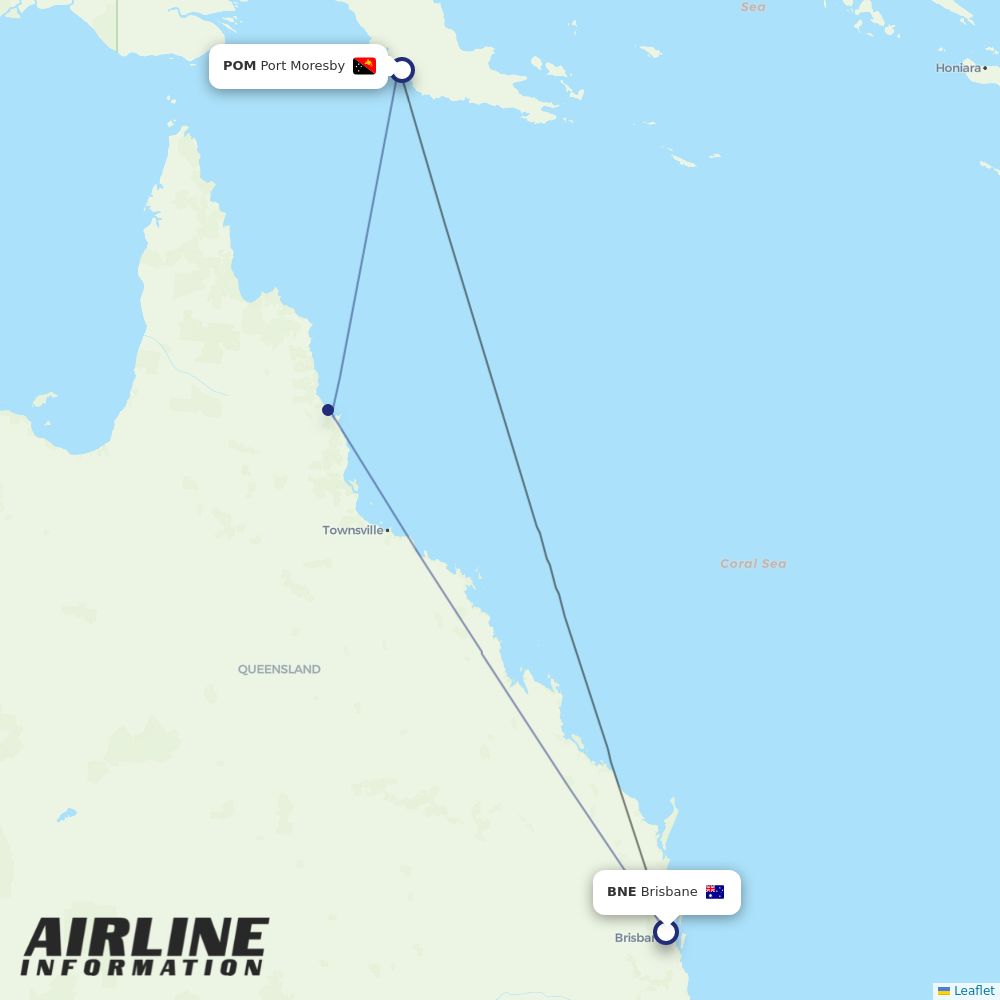 Airlines with flights from Brisbane to Port Moresby (BNE to POM ...