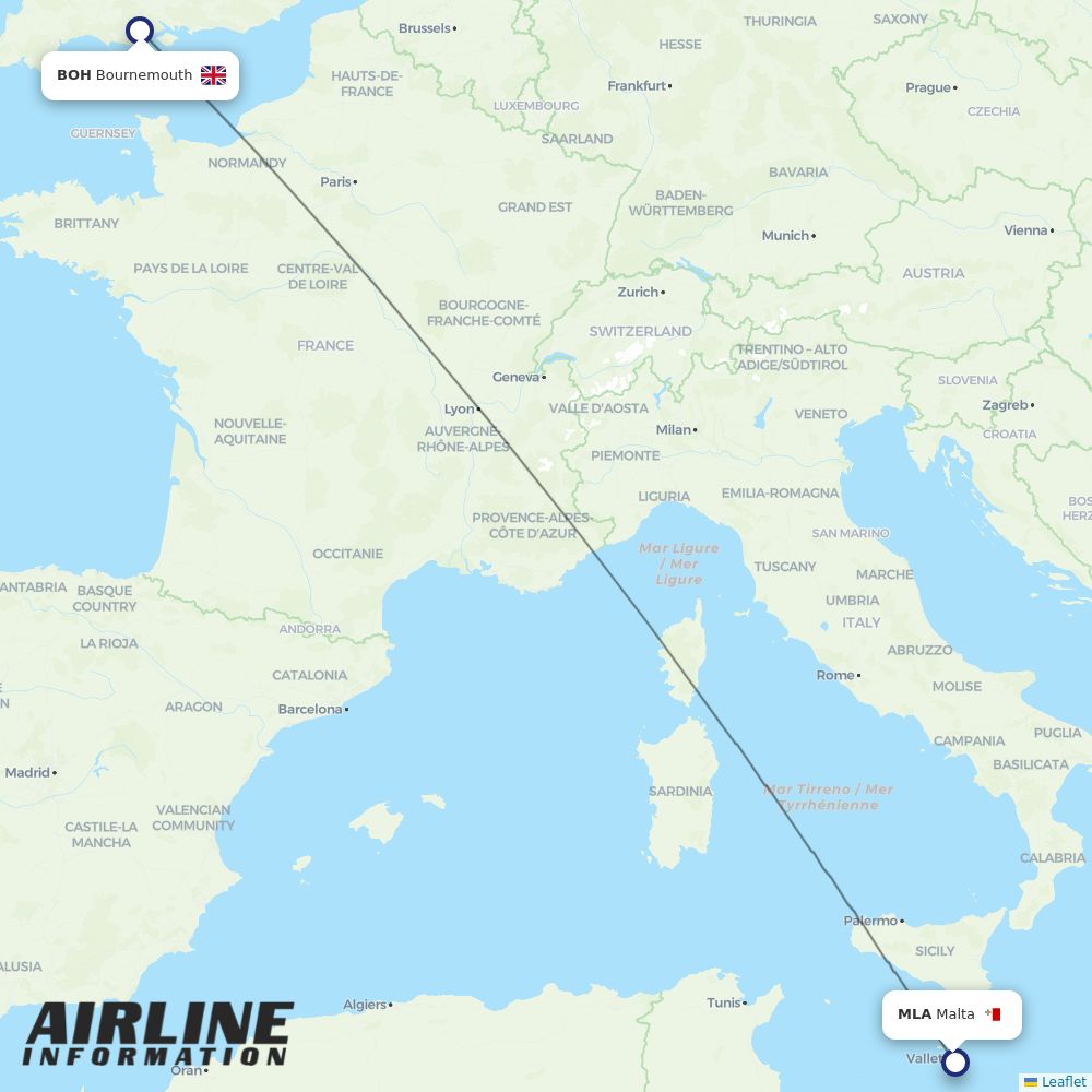 Airlines with flights from Bournemouth to Malta (BOH to MLA) | Airline ...