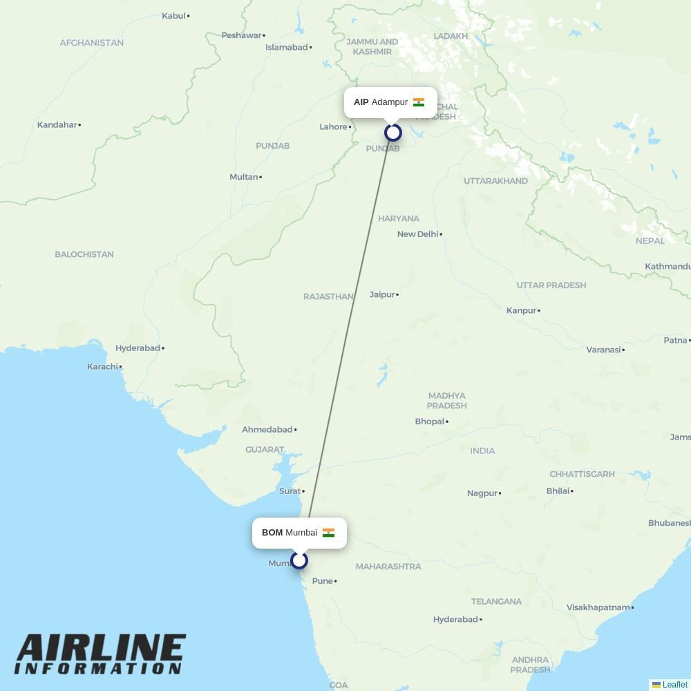 Airlines with flights from Mumbai to Adampur (BOM to AIP) | Airline ...