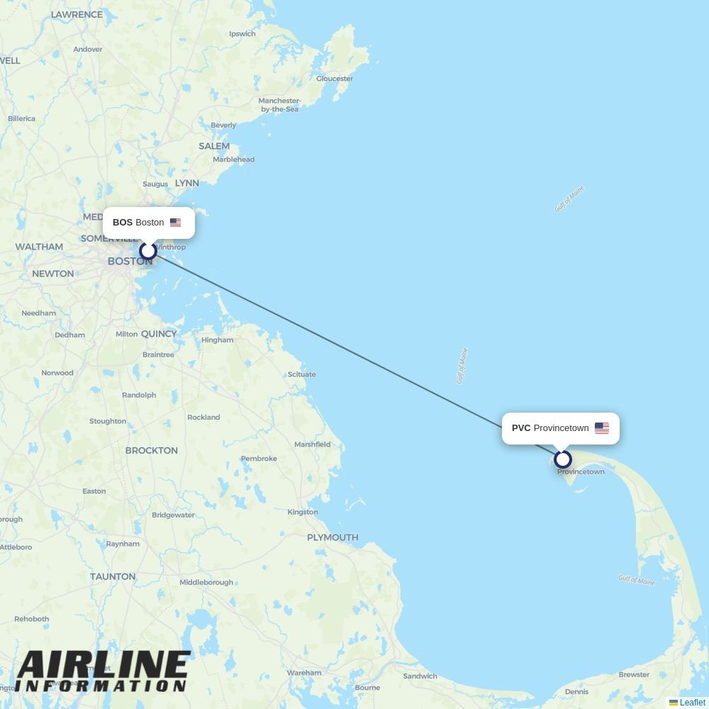 Airlines with flights from Boston to Provincetown (BOS to PVC ...