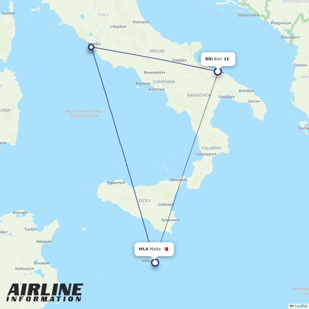 Airlines with flights from Bari to Malta (BRI to MLA) | Airline Information