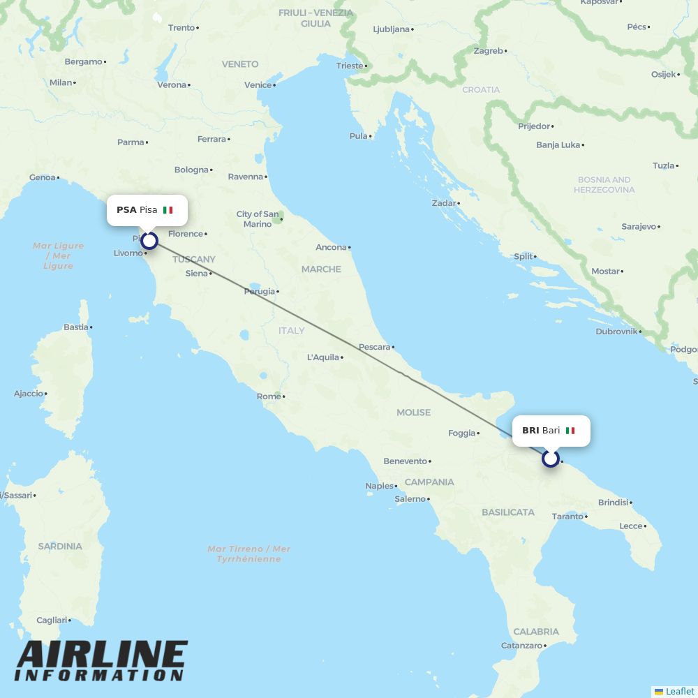 Airlines with flights from Bari to Pisa (BRI to PSA) | Airline Information