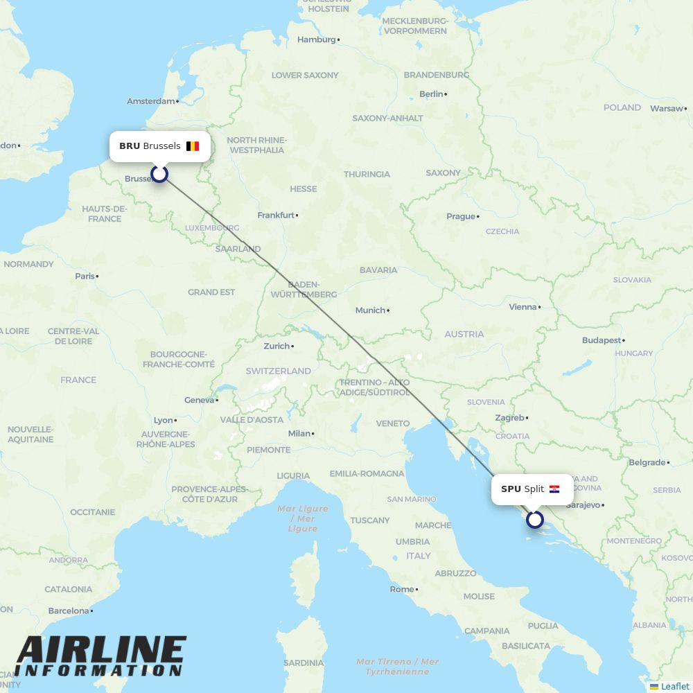 Airlines with flights from Brussels to Split (BRU to SPU) | Airline Information