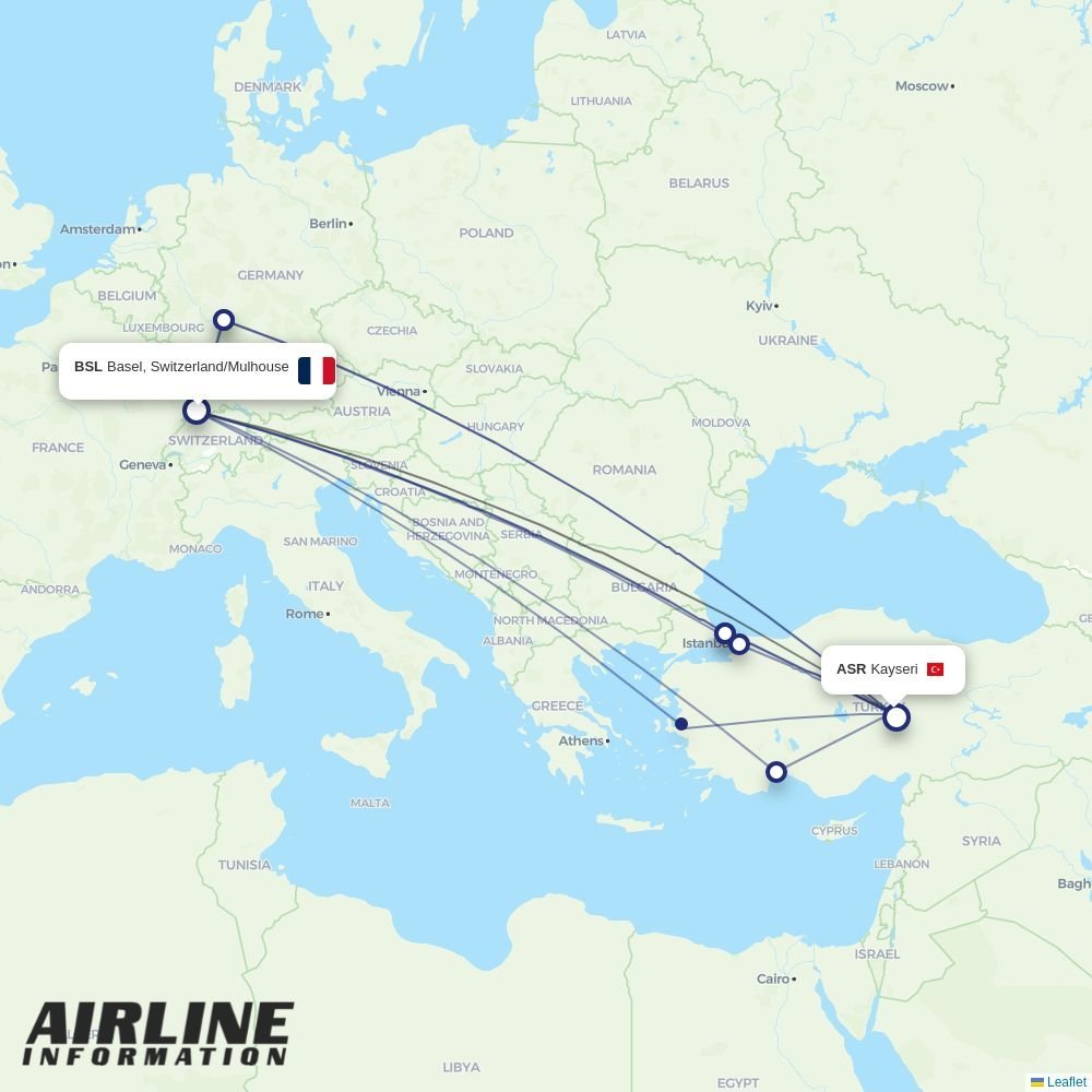 Airlines with flights from Basel, Switzerland/Mulhouse to Kayseri (BSL ...