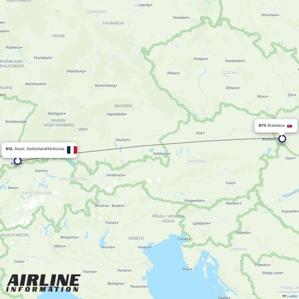 Airlines with flights from Basel, Switzerland/Mulhouse to Bratislava ...