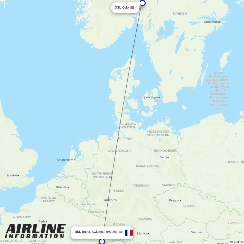 Airlines with flights from Basel, Switzerland/Mulhouse to Oslo (BSL to ...