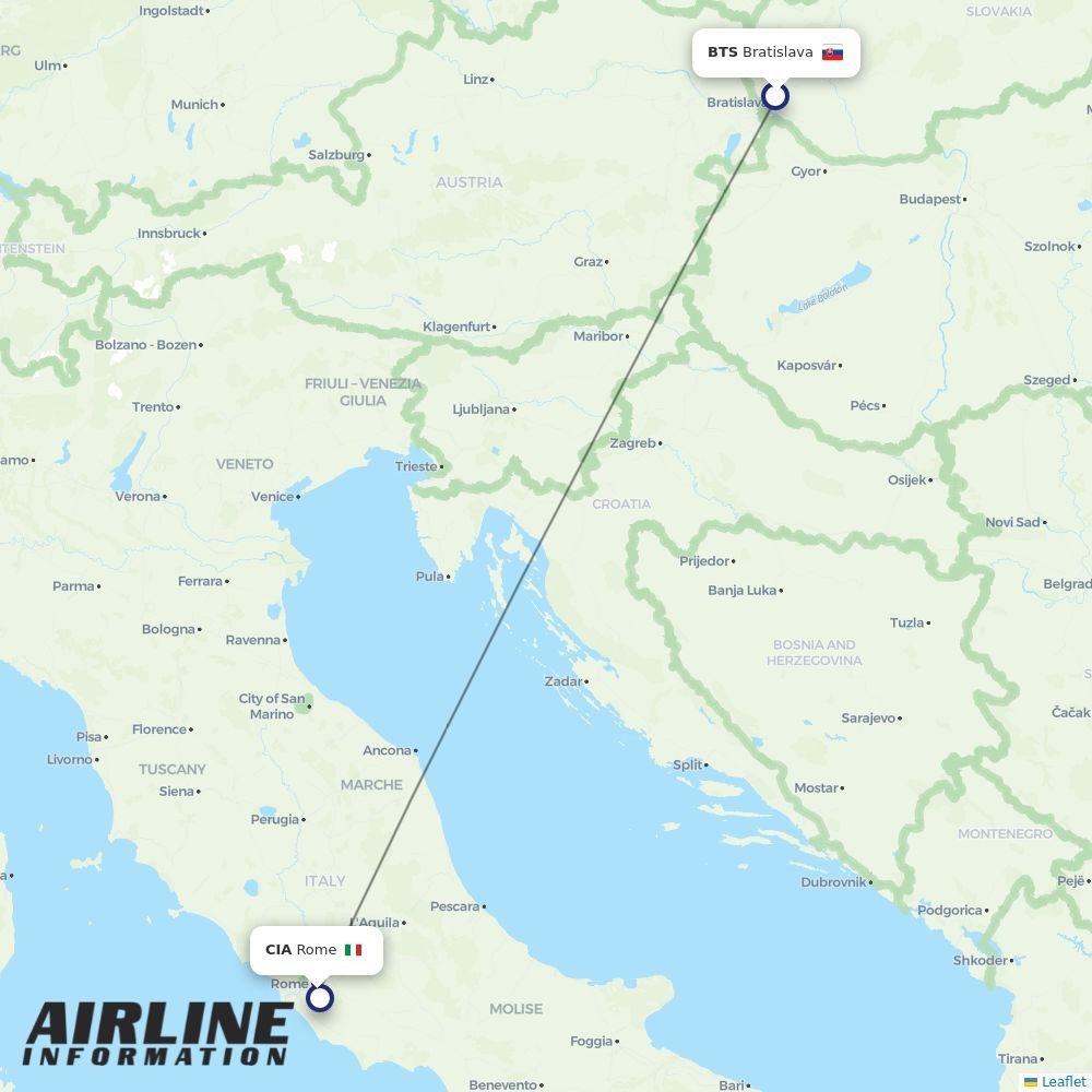 Airlines with flights from Bratislava to Rome (BTS to CIA) | Airline ...