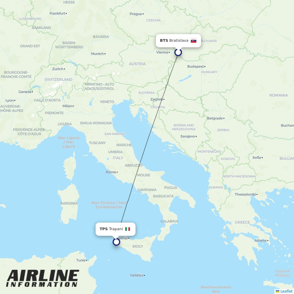 Airlines with flights from Bratislava to Trapani (BTS to TPS) | Airline ...