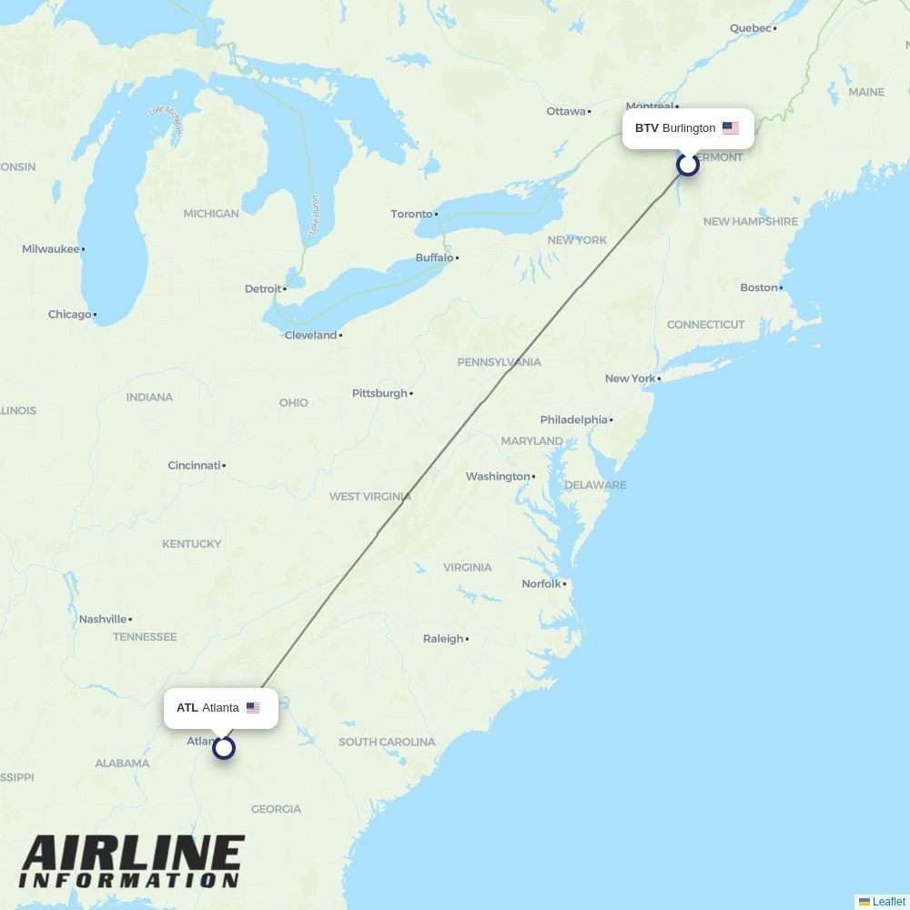 Airlines with flights from Burlington to Atlanta (BTV to ATL) | Airline ...