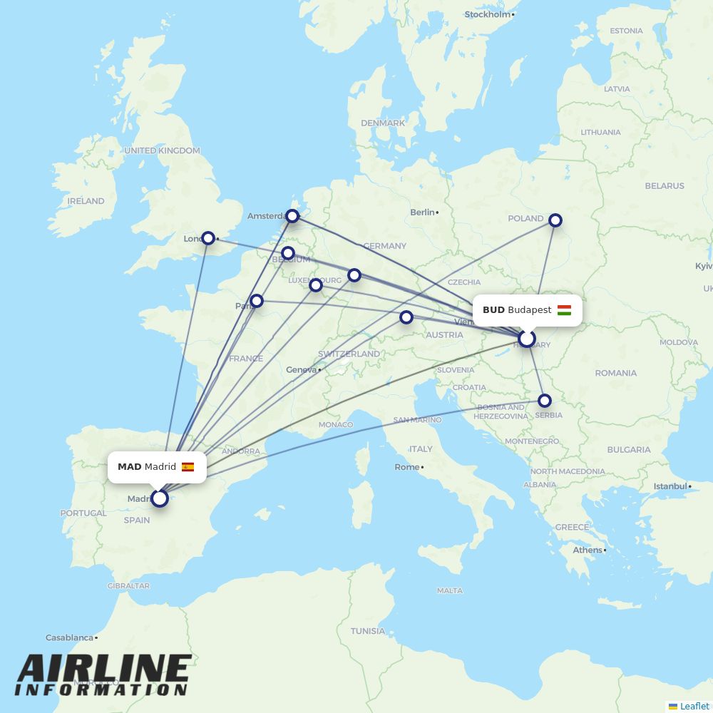 Airlines with flights from Budapest to Madrid (BUD to MAD) | Airline Information