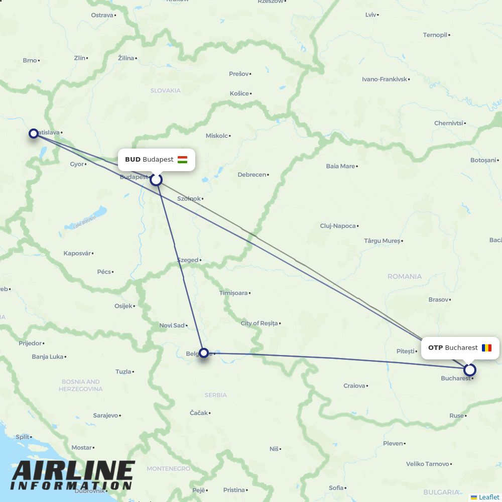 Airlines with flights from Budapest to Bucharest (BUD to OTP) | Airline Information