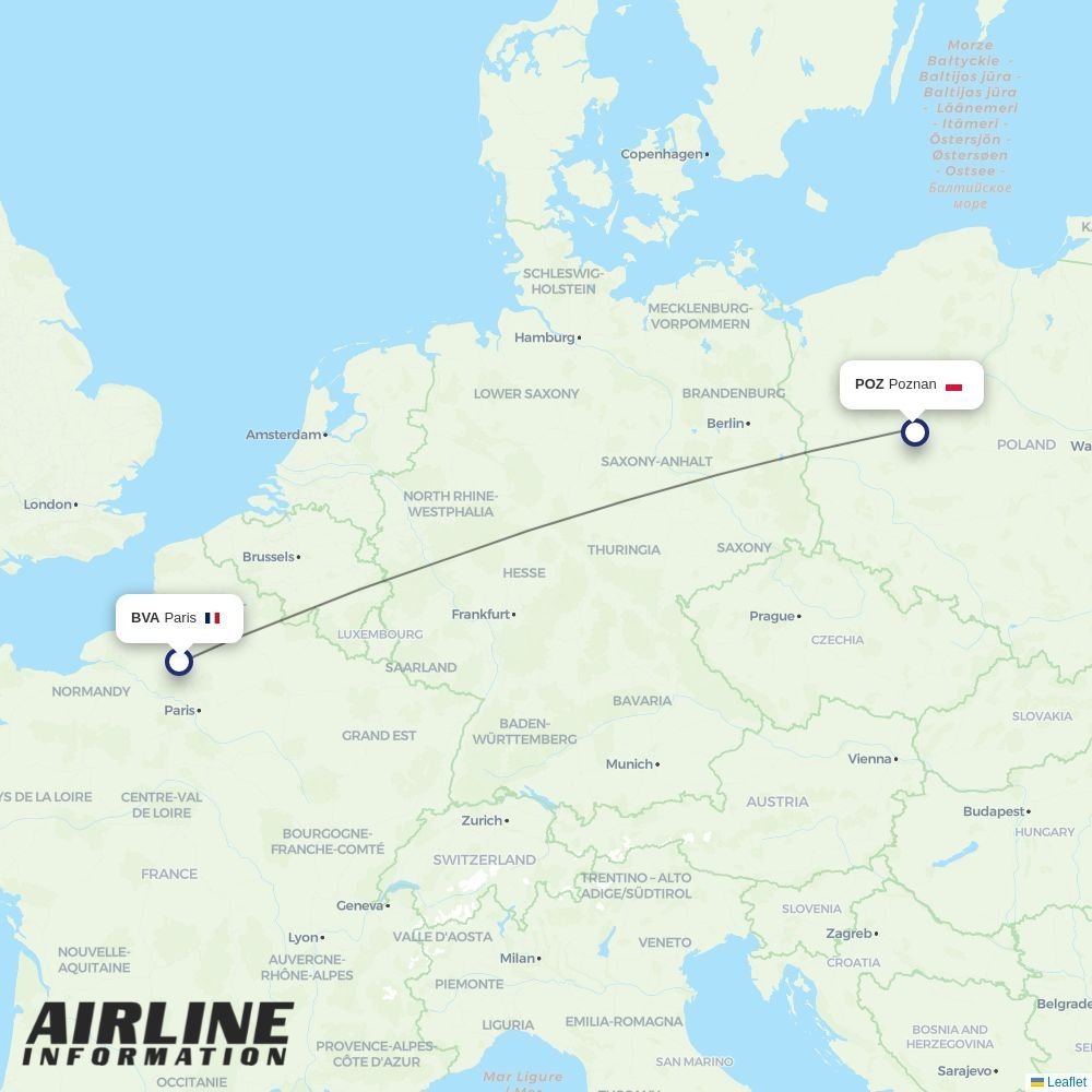 Airlines with flights from Paris to Poznan (BVA to POZ) | Airline ...