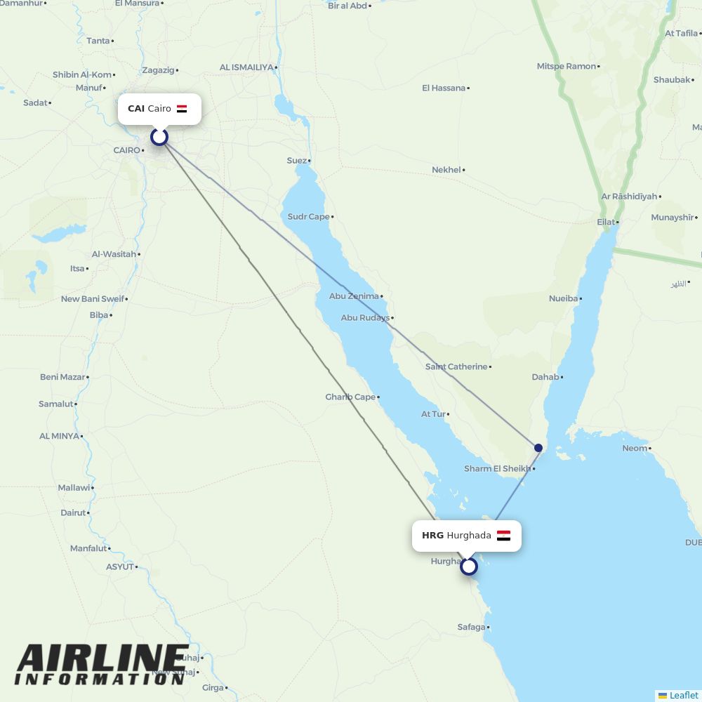 Airlines with flights from Cairo to Hurghada (CAI to HRG) | Airline Information