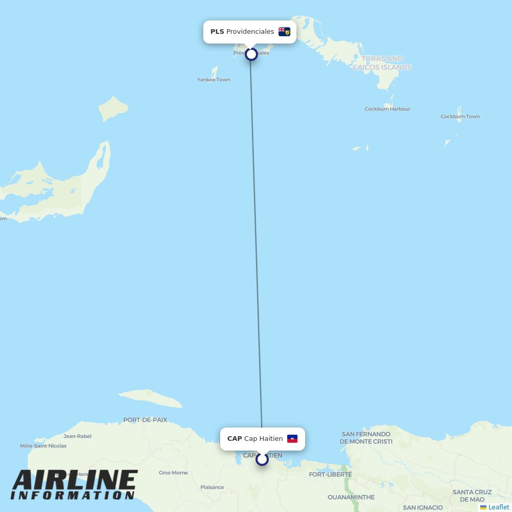 Airlines with flights from Cap Haitien to Providenciales (CAP to PLS ...