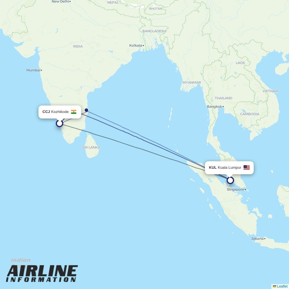 Airlines with flights from Kozhikode to Kuala Lumpur (CCJ to KUL ...