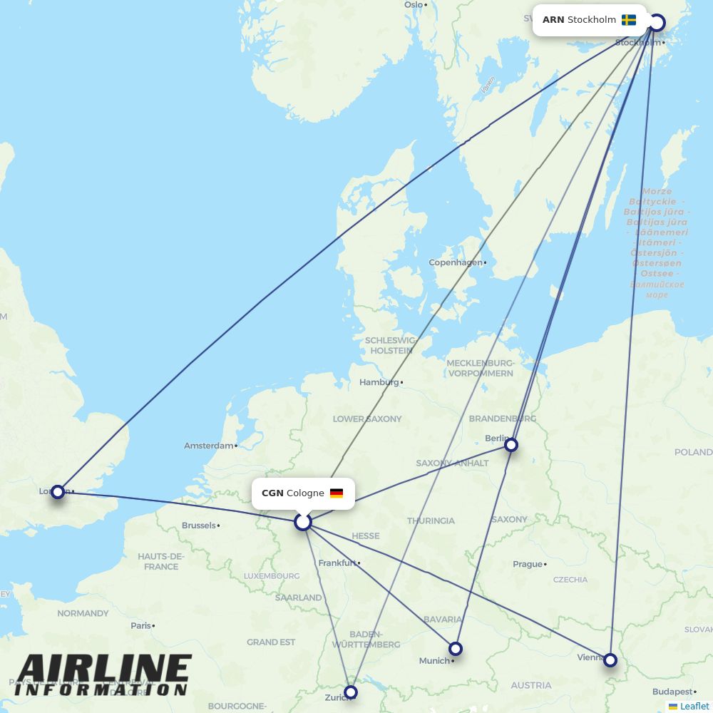 Airlines with flights from Cologne to Stockholm (CGN to ARN) | Airline ...