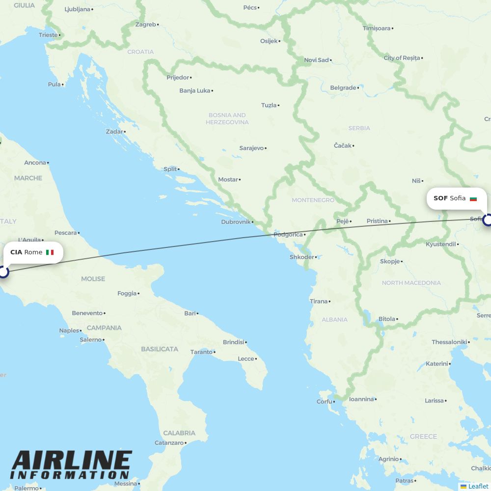 Airlines with flights from Rome to Sofia (CIA to SOF) | Airline Information