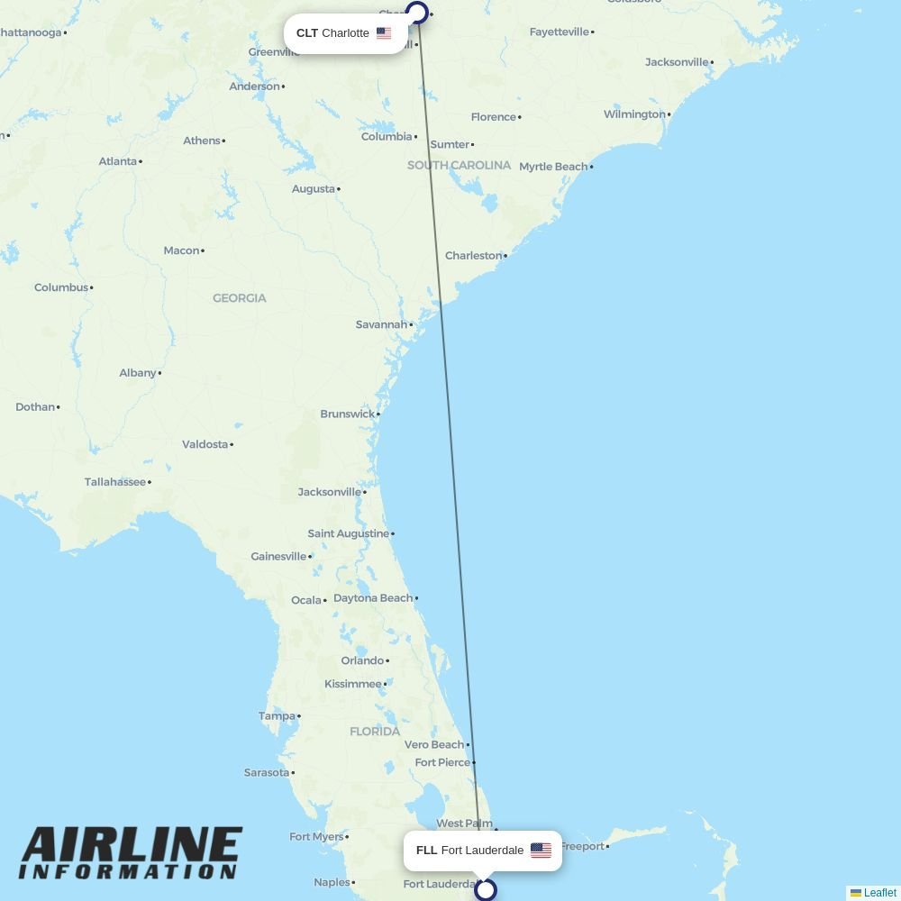 Airlines with flights from Charlotte to Fort Lauderdale (CLT to FLL ...