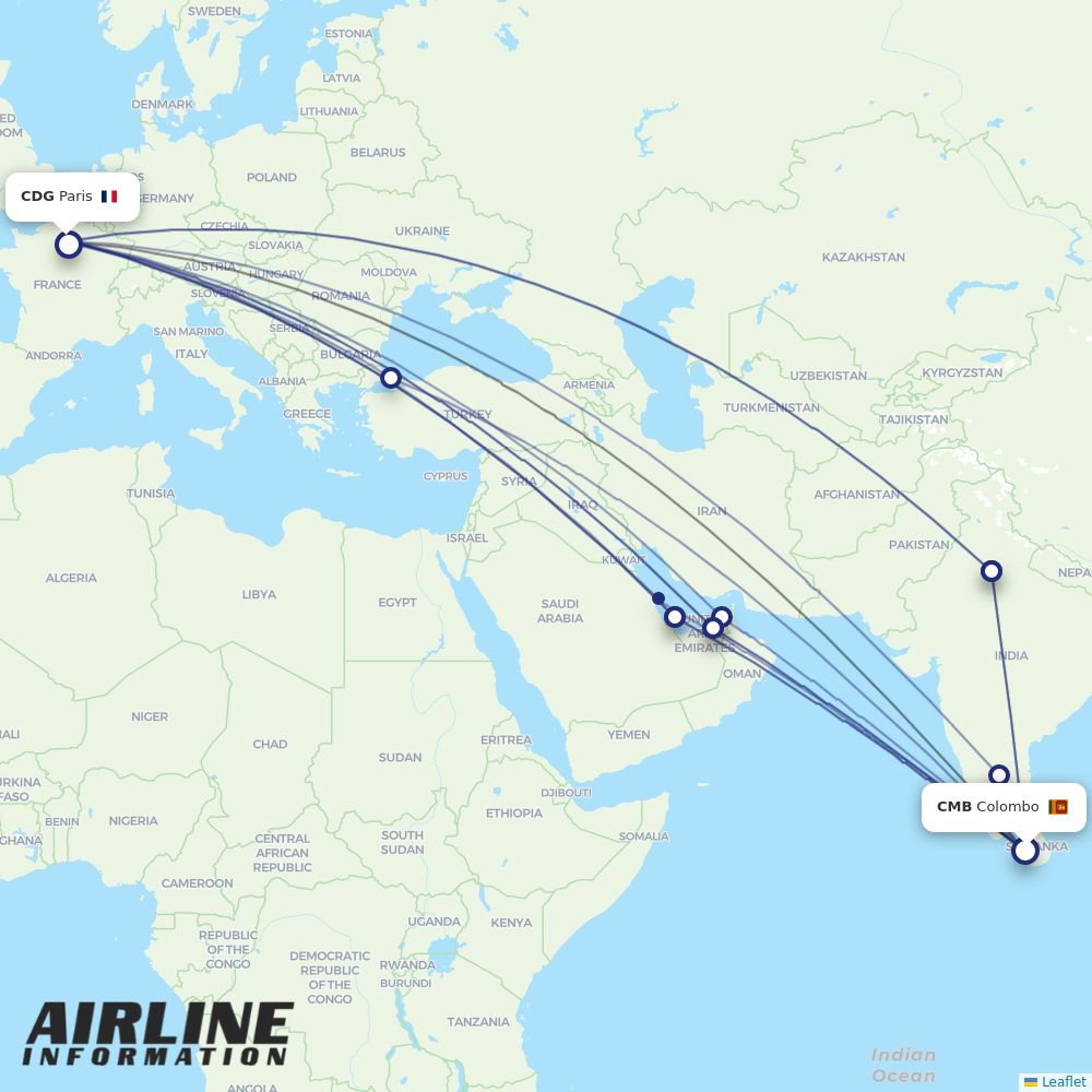 Airlines with flights from Colombo to Paris (CMB to CDG) | Airline Information