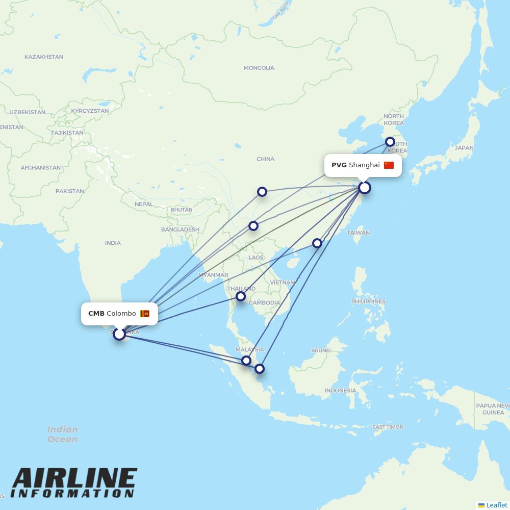 Airlines with flights from Colombo to Shanghai (CMB to PVG) | Airline ...