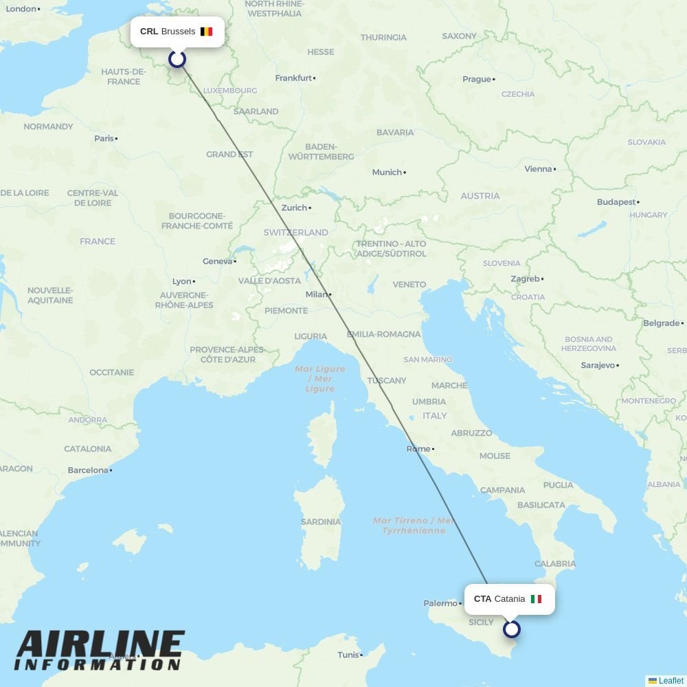Airlines with flights from Brussels to Catania (CRL to CTA) | Airline ...