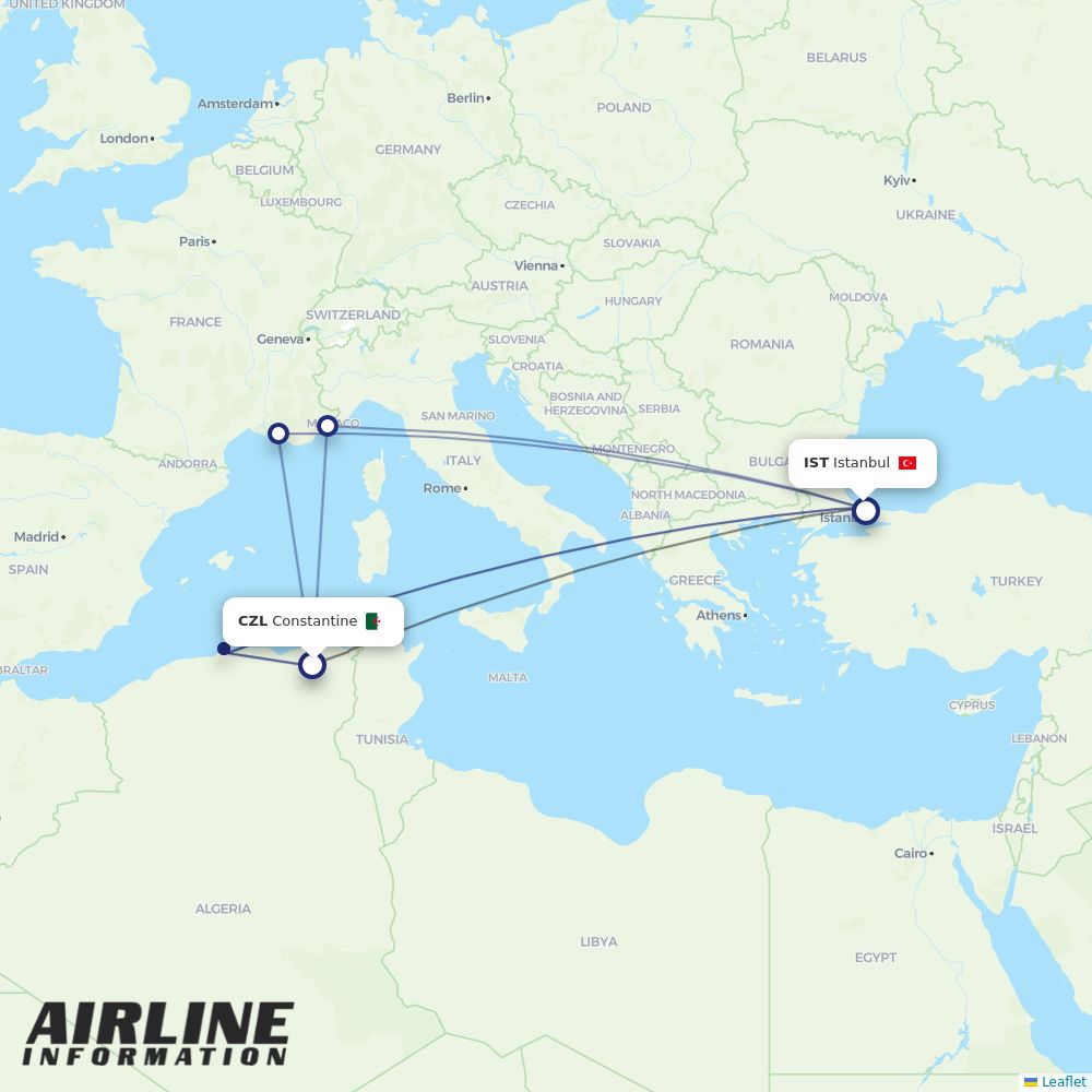 Airlines with flights from Constantine to Istanbul (CZL to IST) | Airline Information