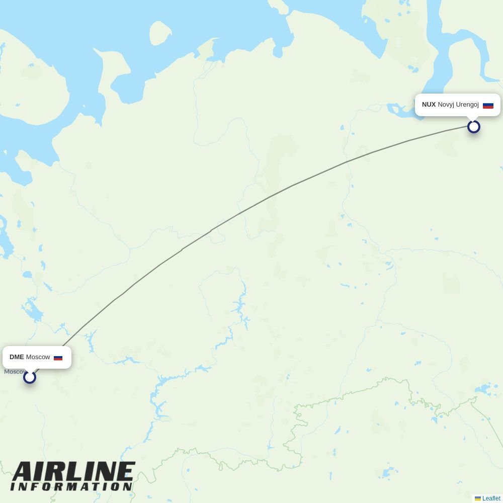 Airlines with flights from Moscow to Novyj Urengoj (DME to NUX ...