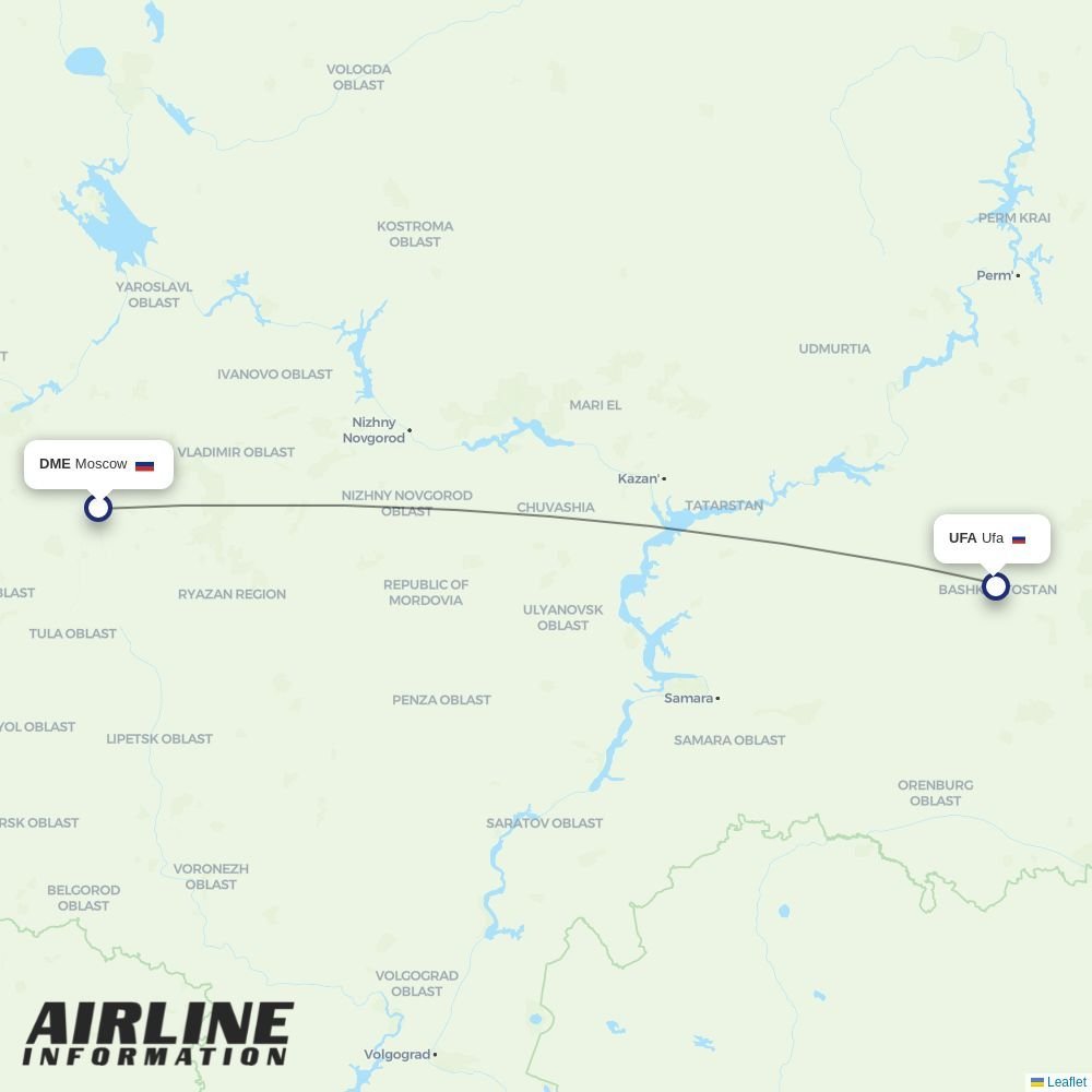 Airlines with flights from Moscow to Ufa (DME to UFA) | Airline Information