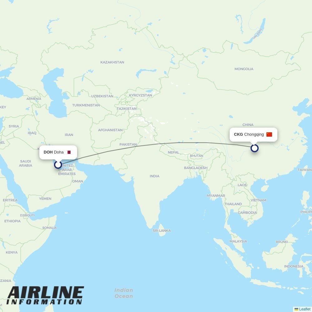 Airlines with flights from Doha to Chongqing (DOH to CKG) | Airline ...