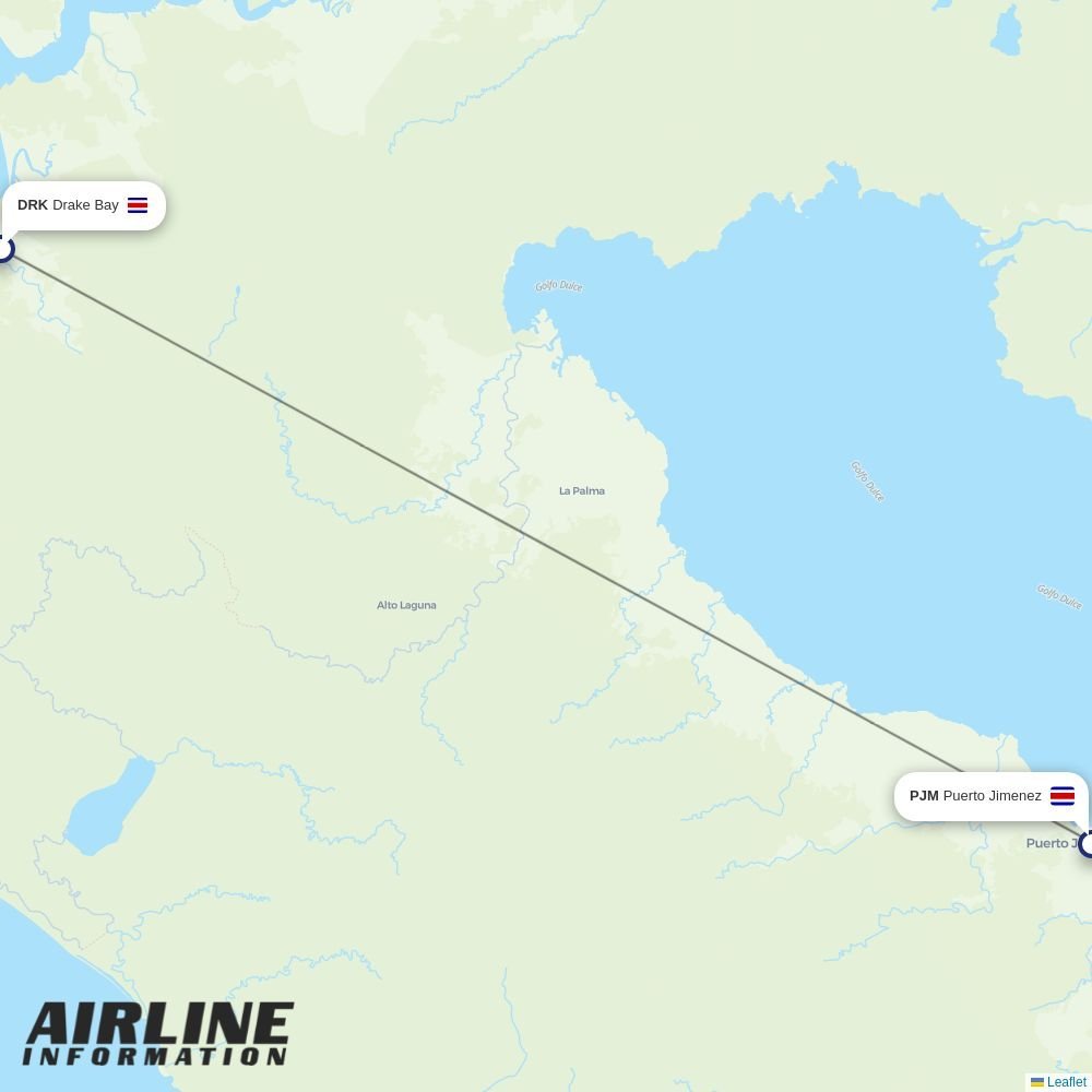 Airlines with flights from Drake Bay to Puerto Jimenez (DRK to PJM ...