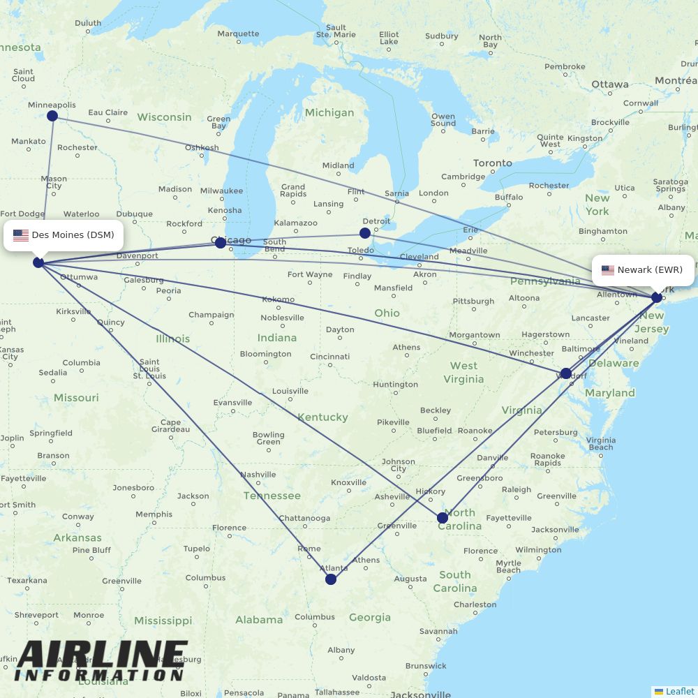 Airlines with flights from Des Moines to New York (DSM to EWR ...