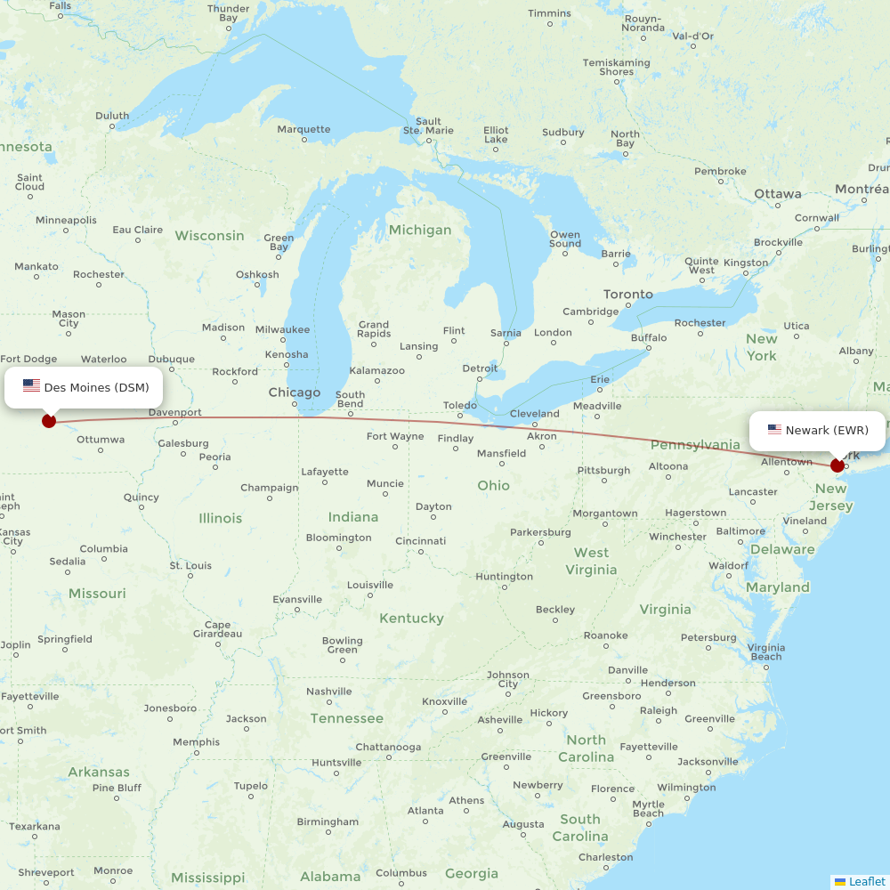 Airlines with flights from Des Moines to New York (DSM to EWR ...