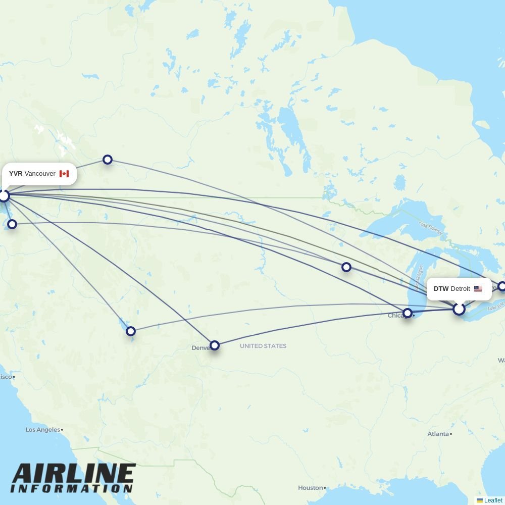 Airlines with flights from Detroit to Vancouver (DTW to YVR) | Airline ...