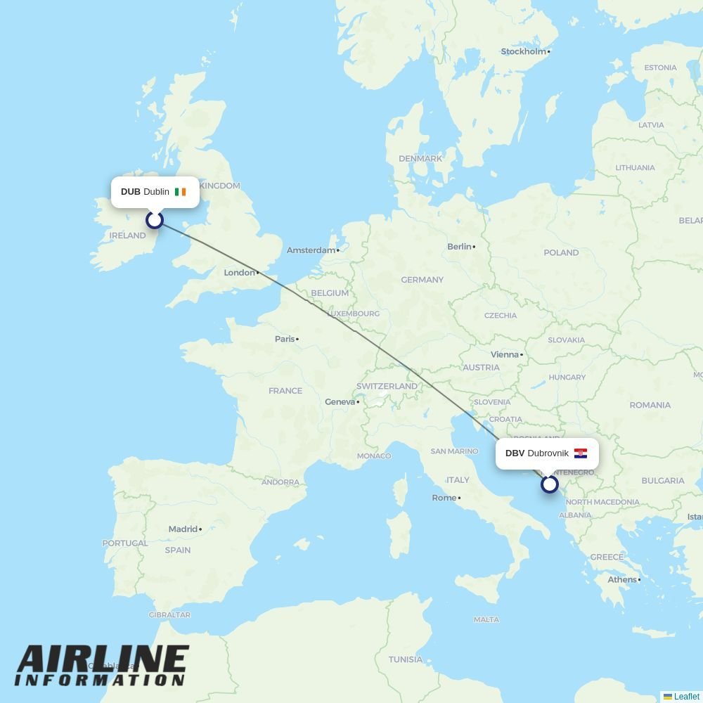 Airlines with flights from Dublin to Dubrovnik (DUB to DBV) | Airline ...