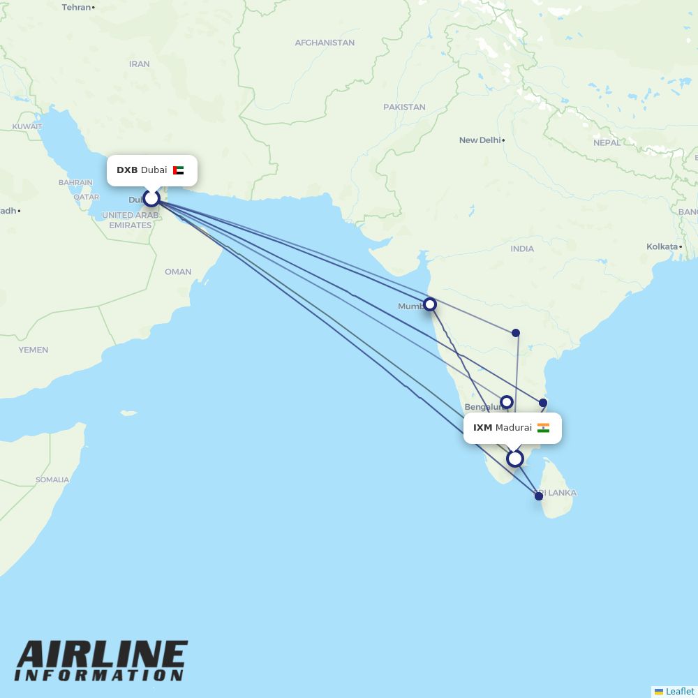 Airlines with flights from Dubai to Madurai (DXB to IXM) | Airline ...