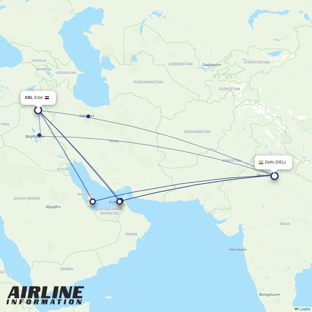 Airlines with flights from Erbil to Delhi (EBL to DEL) | Airline ...